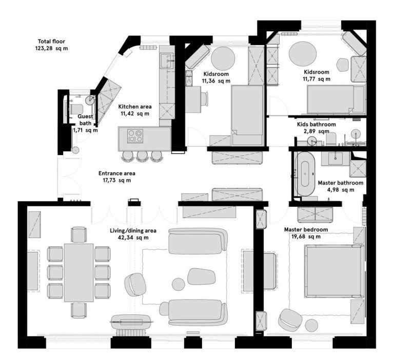 Pôdorys bytu v Paríži. | Môjdom.sk